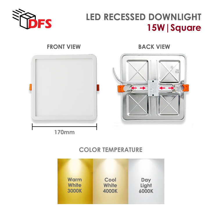 LIGHT Recessed Light/ Downlight Square/ Round Downlight Tri-Tone/3000k ...